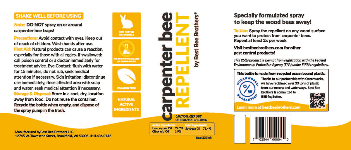 Citrus Carpenter Bee Repellent Spray | Best Bee Brothers