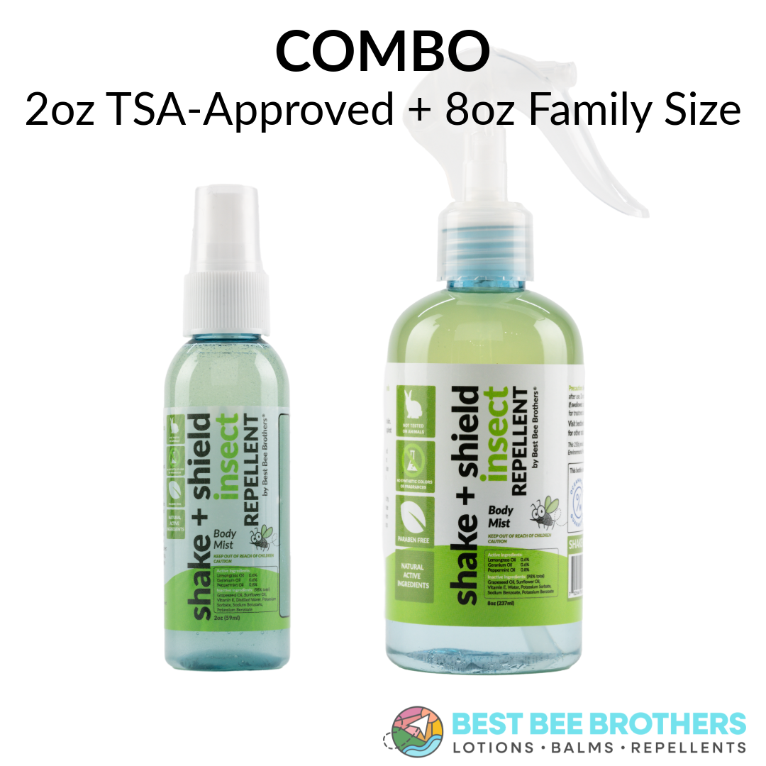 Mosquito Repellent, 2oz TSA-Approved + 8oz Family Size - Combo Pack
